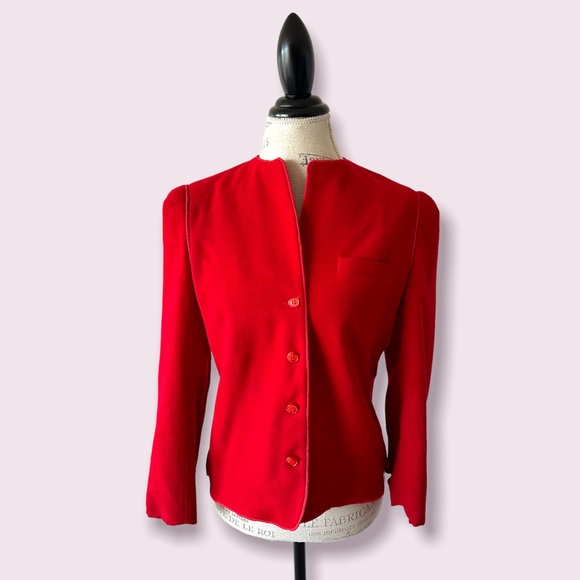 Vintage | Jackets & Coats | Vintage Norman Todd Red Boxy Cropped Blazer ...